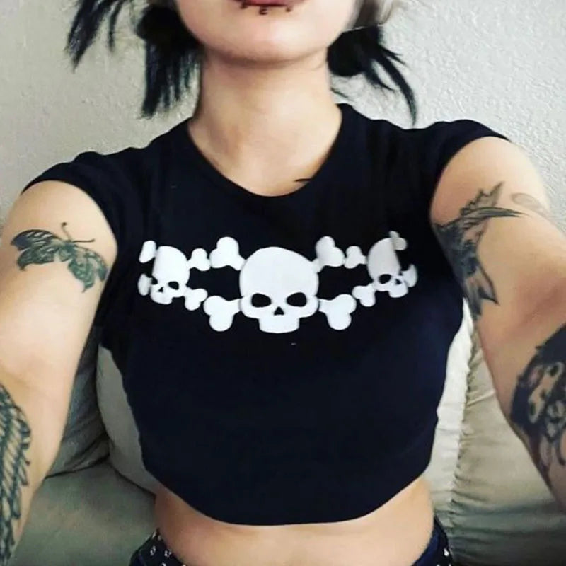 Women's Skull Crop Top – Gothic Mist